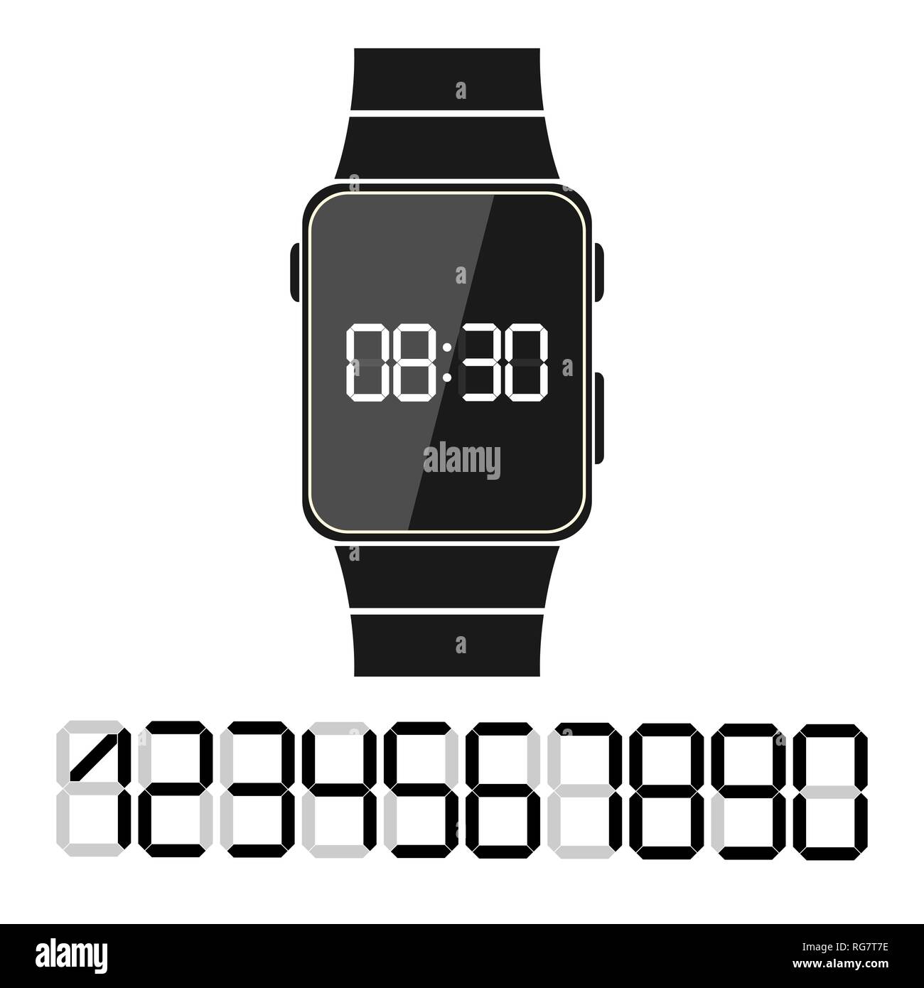 Flat pattern, Electronic clock with a set of numbers to design your ...