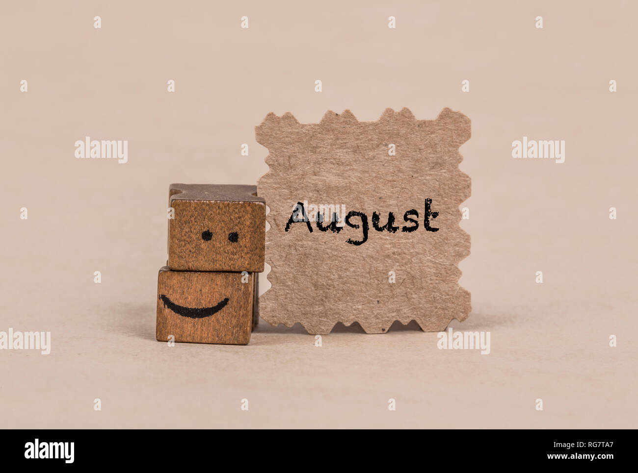 template for august with smiley face icon Stock Photo - Alamy