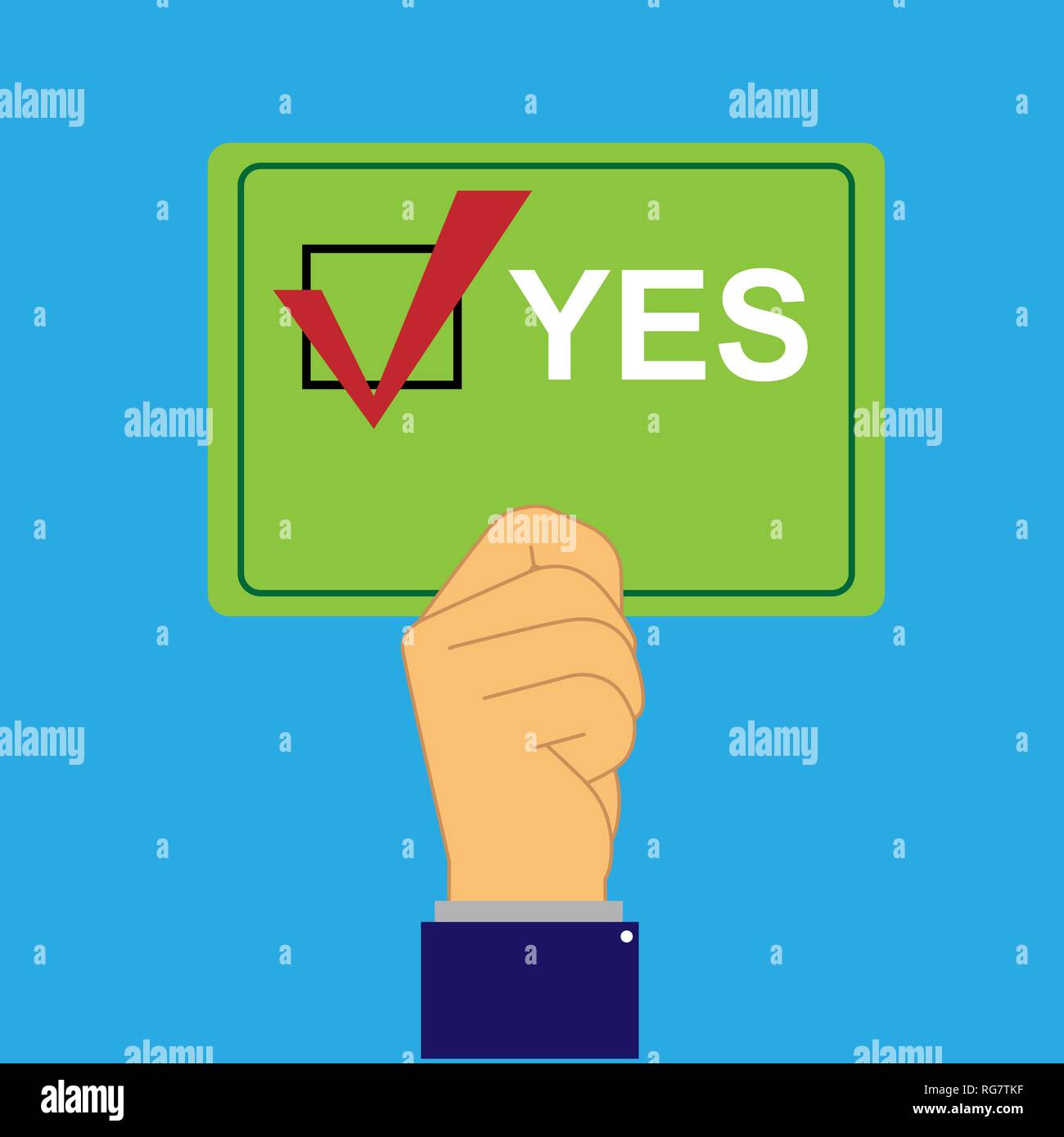 Hand raised with a sign and the inscription YES Stock Vector Image ...