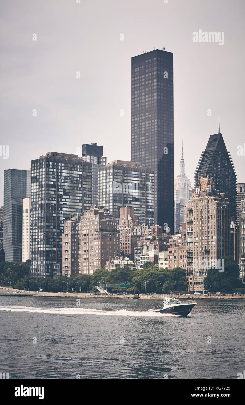 New York City waterfront, retro color toned picture, USA Stock Photo ... New York City waterfront, retro color toned picture, USA Stock Photo ...