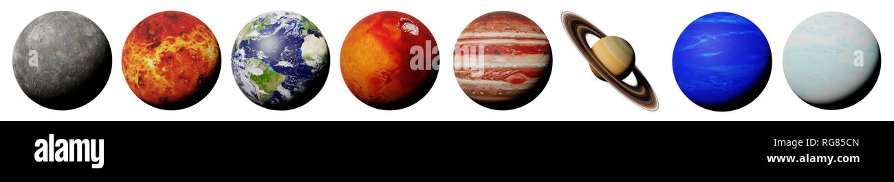 the planets of the solar system isolated on white background Stock ...