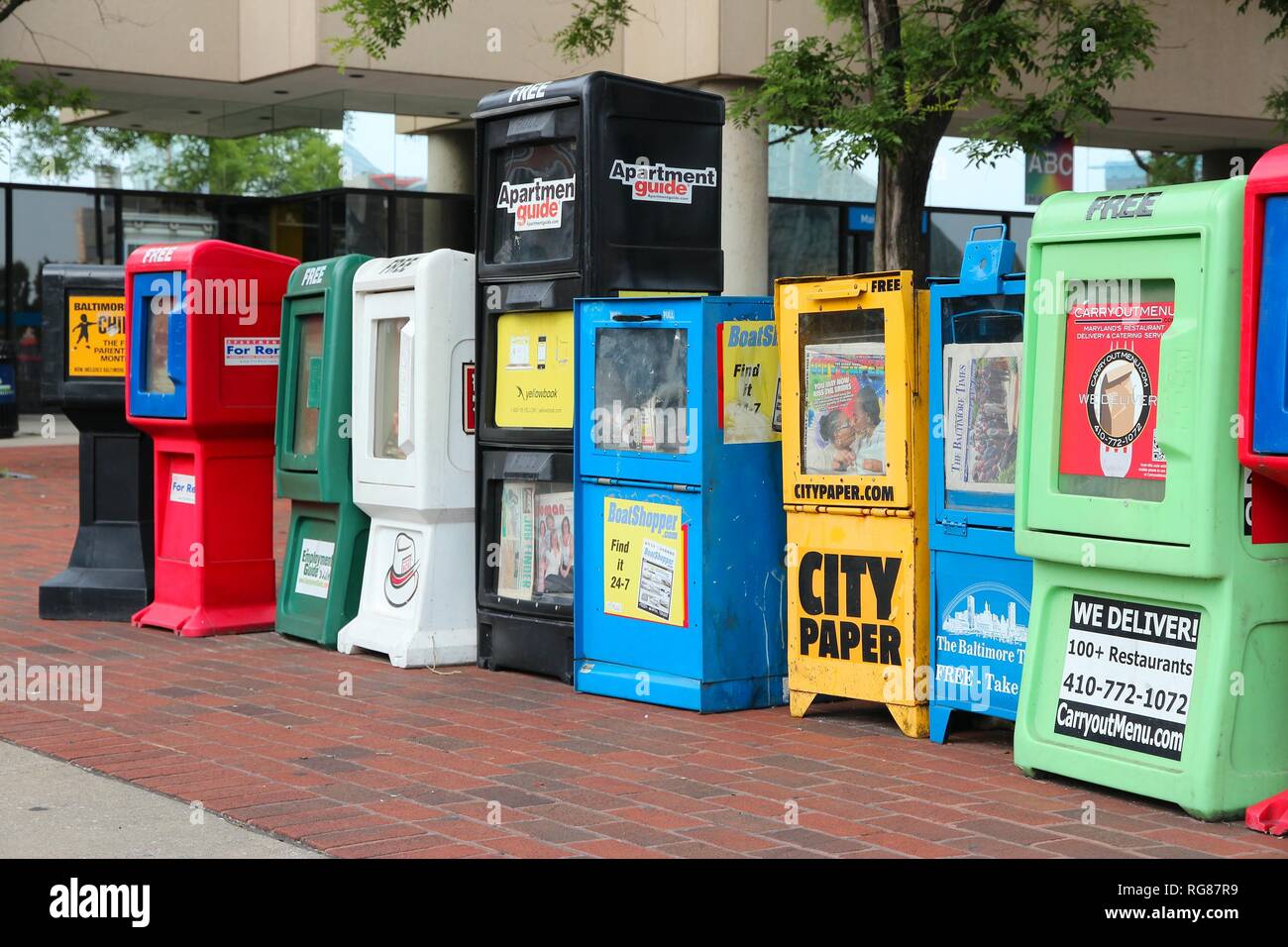 BALTIMORE, USA - JUNE 12, 2013: City newspapers in Baltimore. Baltimore ...