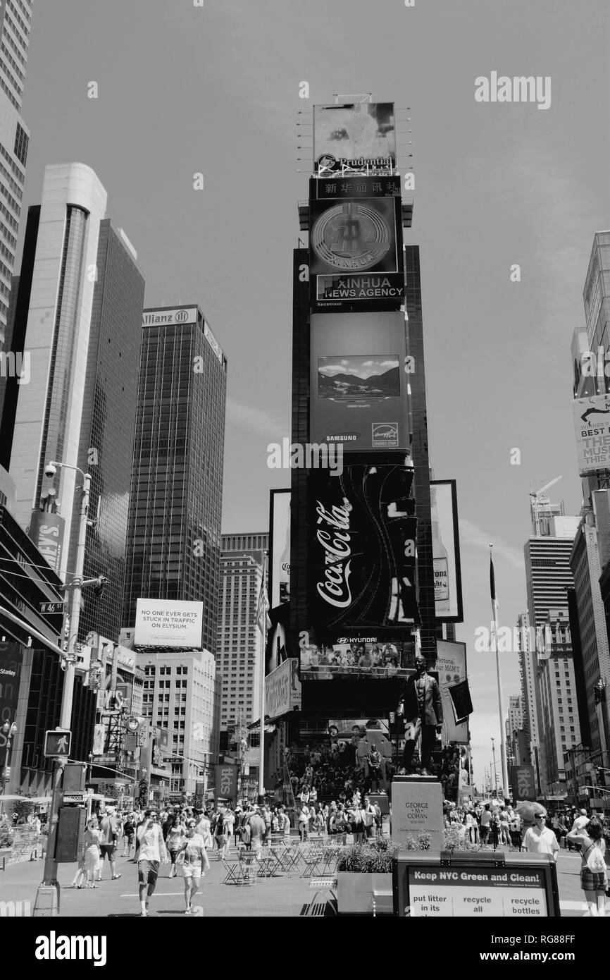 NEW YORK, USA - JULY 7, 2013: People visit Times Square in New York ...