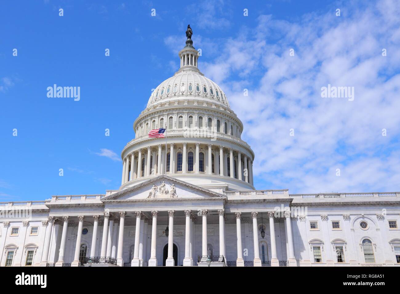 Capitol building with us flag hi-res stock photography and images - Alamy