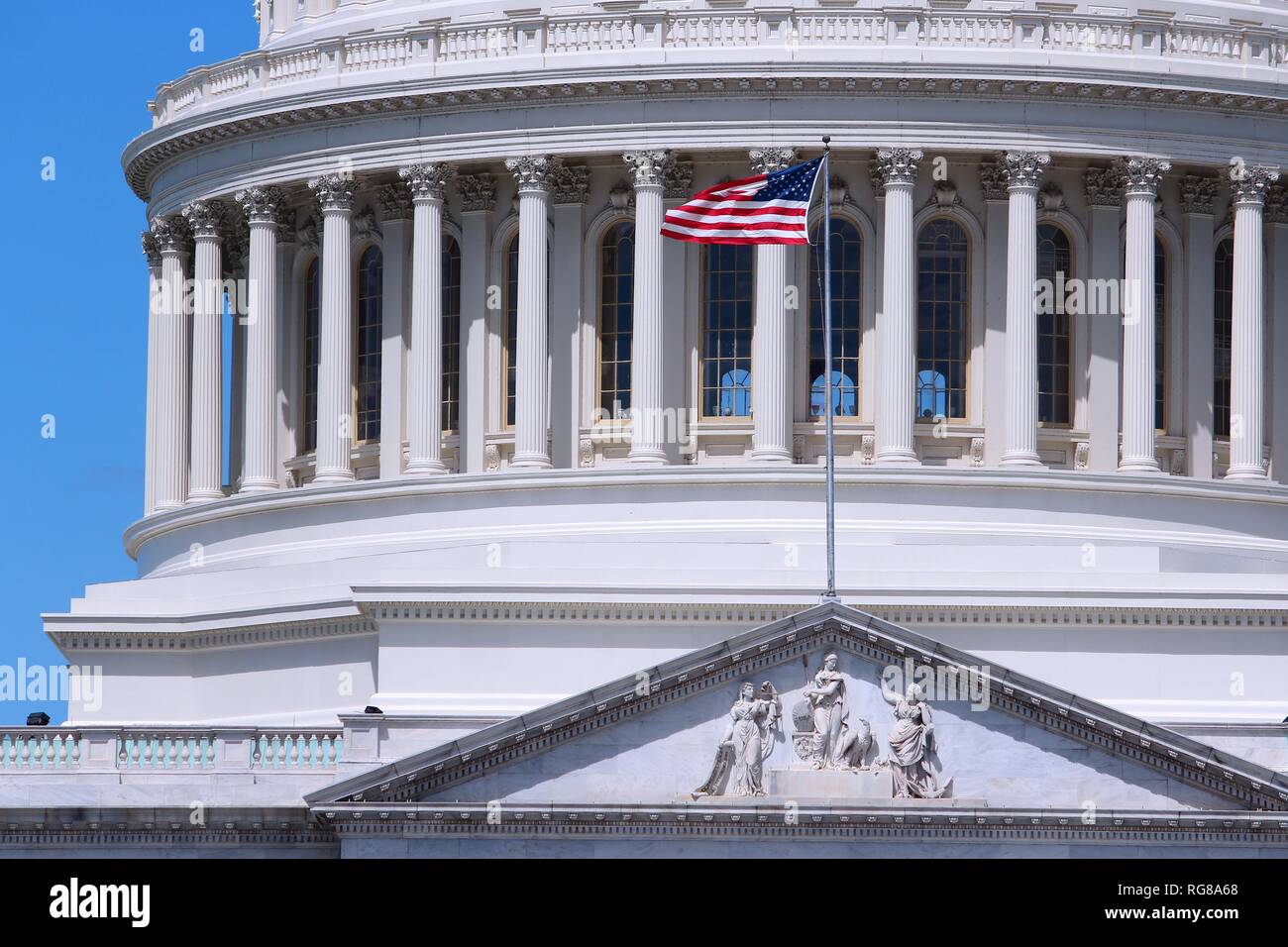 Capitol building with us flag hi-res stock photography and images - Alamy
