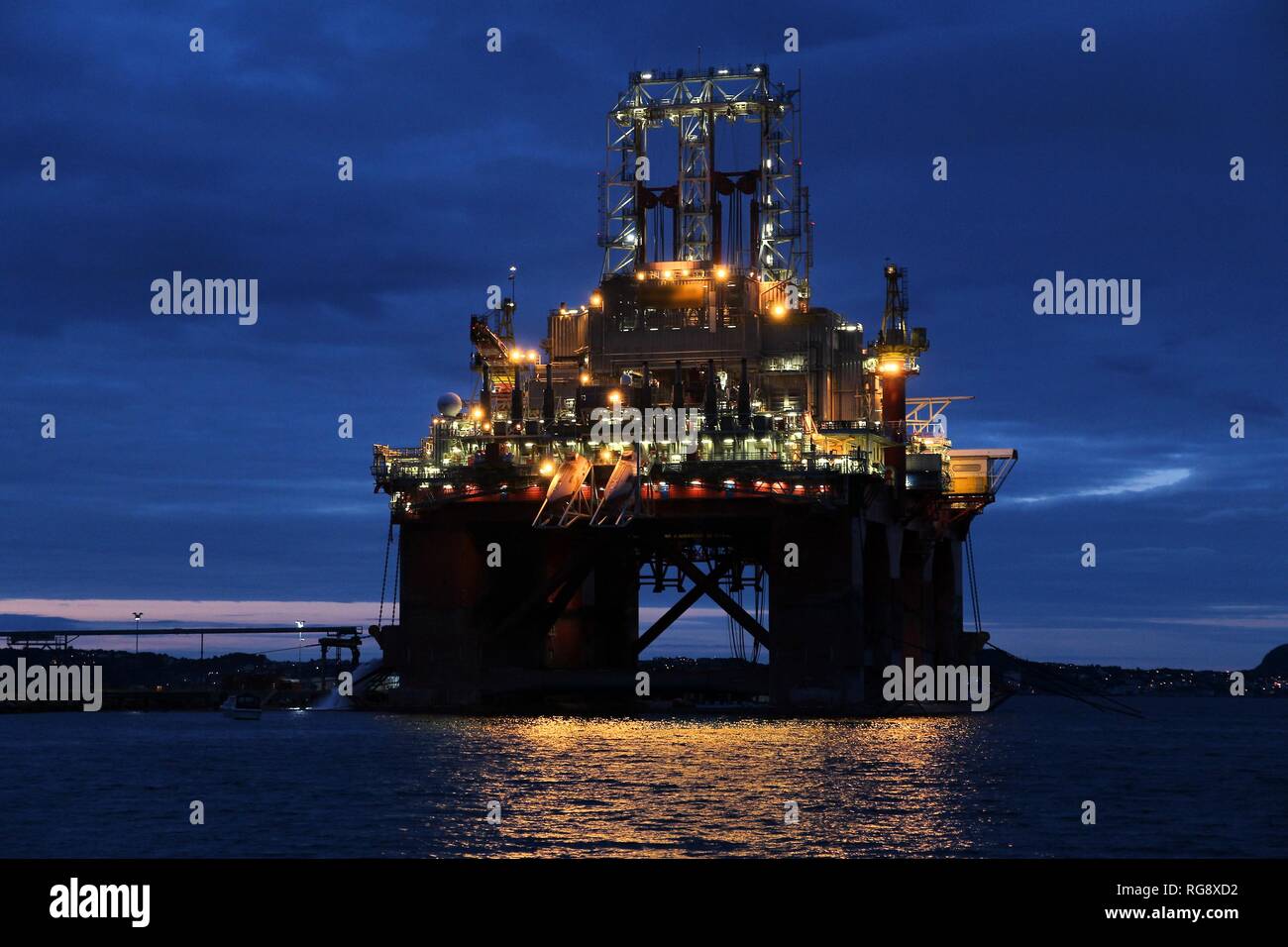 Oil platform under construction in a fiord in Norway Stock Photo - Alamy
