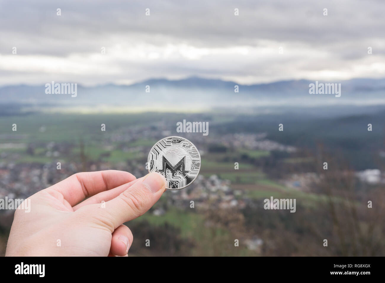 Cryptocurrency monero technology background hi-res stock photography ...