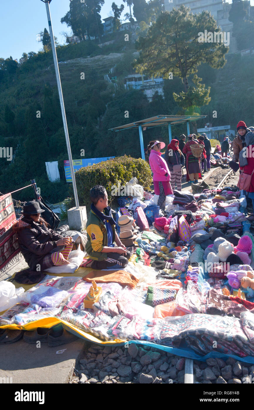 Batasia Loop, Darjeeling, 2 Jan 2019: Shopkeepers with their little ...