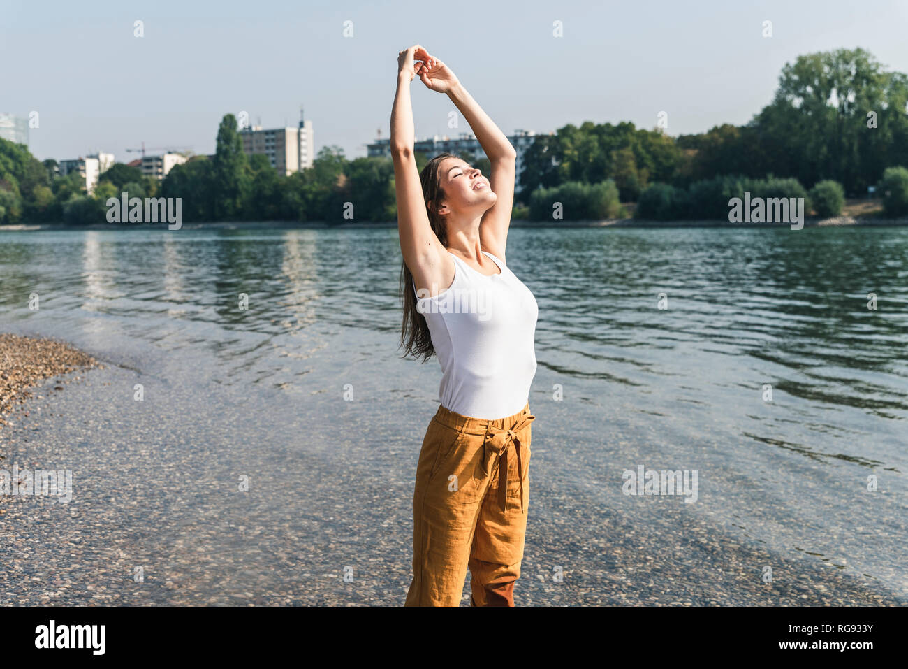 Happy relaxed woman hi-res stock photography and images - Alamy