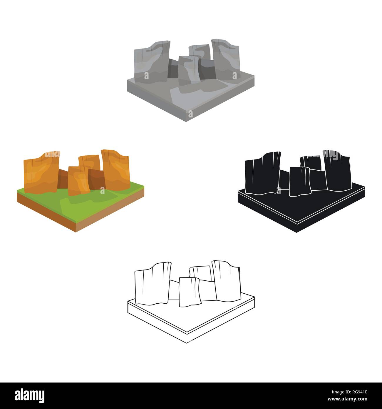 Mountains, rocks and landscape. Relief and mountains single icon in ...