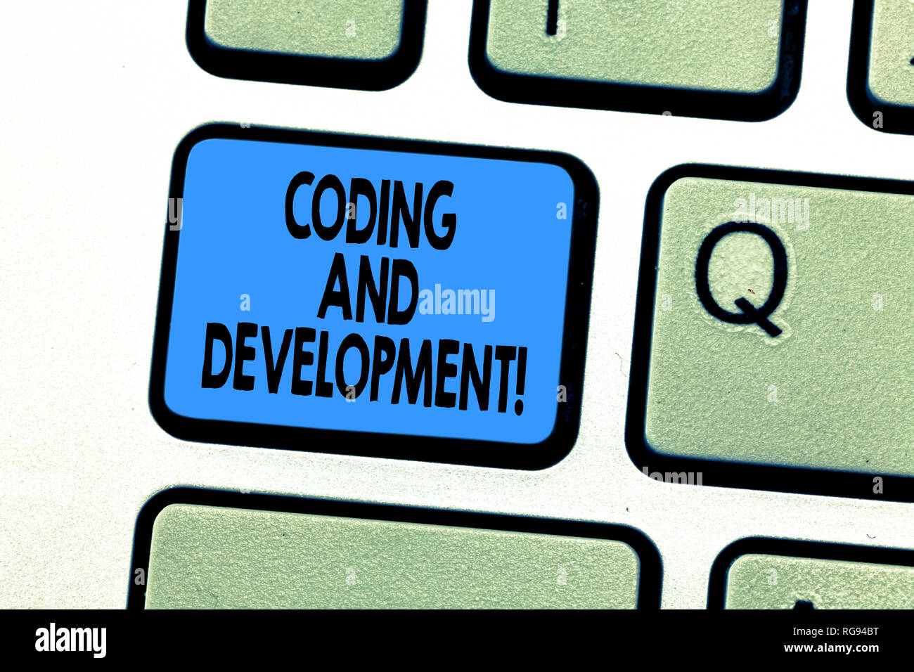 Text sign showing Coding And Development. Conceptual photo To program ...