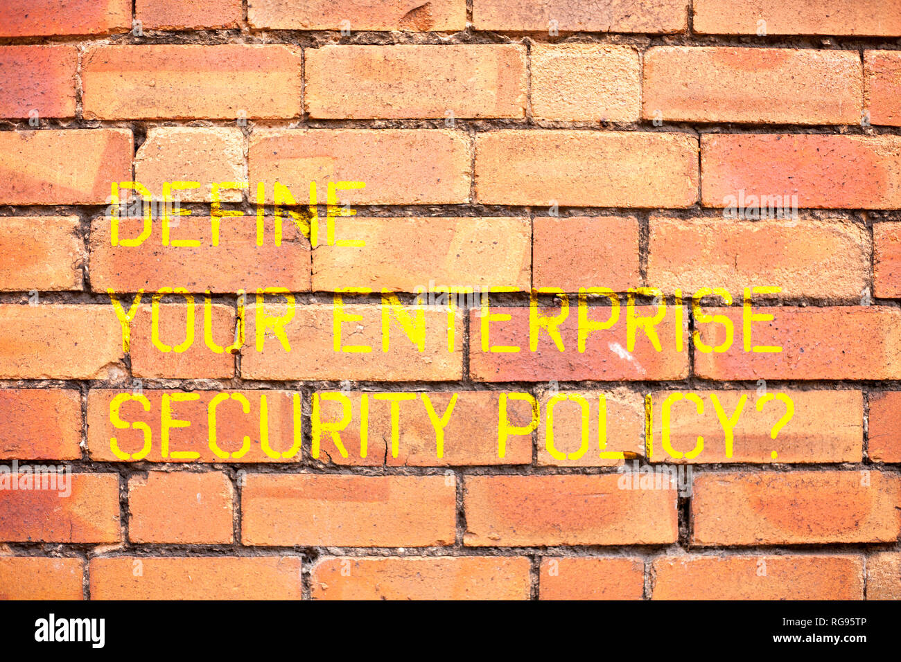 Writing note showing Define Your Enterprise Security Policy. Business ...