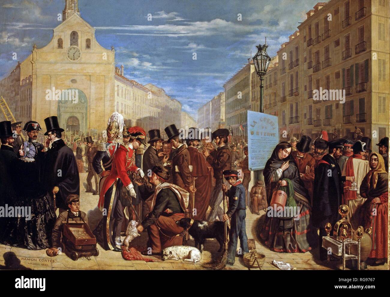 RAMON CORTES PINTOR ESPAÑOL LA PUERTA DEL SOL DE MADRID , AÑO 1855 ...