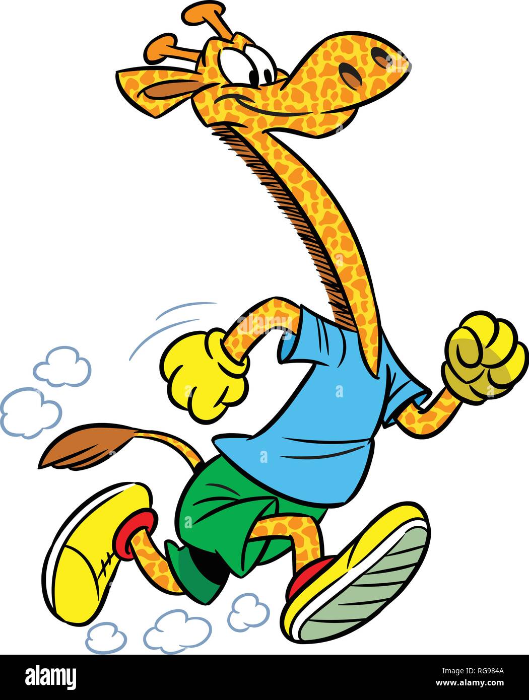 The illustration shows the giraffe, which deals sports running ...