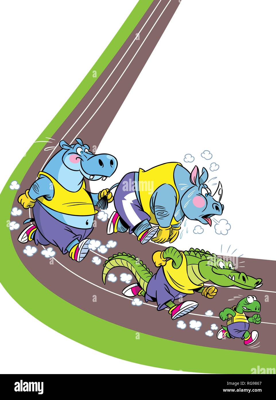 The illustration shows some species of animals who compete, who faster ...