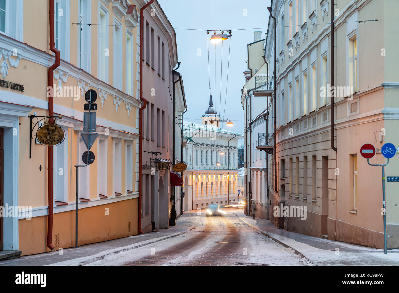 Winter morning in Vilnius old town, Lithuania Stock Photo - Alamy