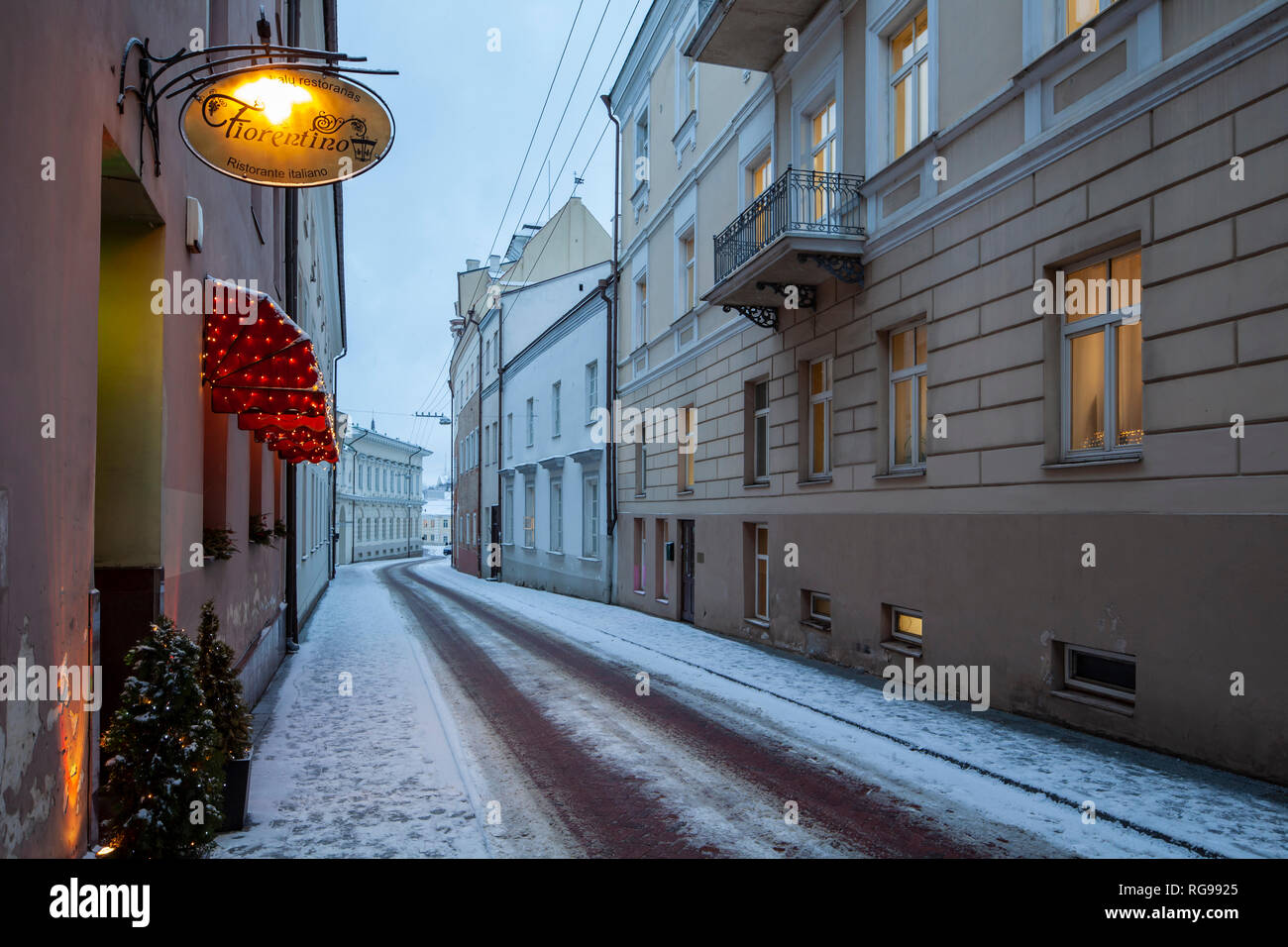 Winter evening in the old town, Vilnius, Lithuania Stock Photo - Alamy