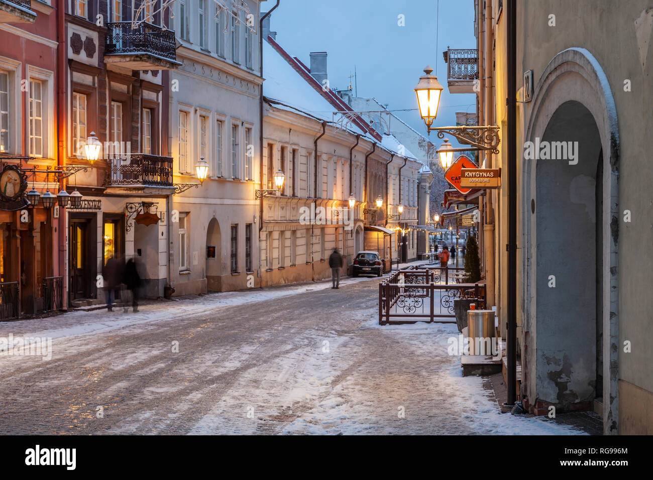Winter evening in Vilnius old town, Lithuania Stock Photo - Alamy