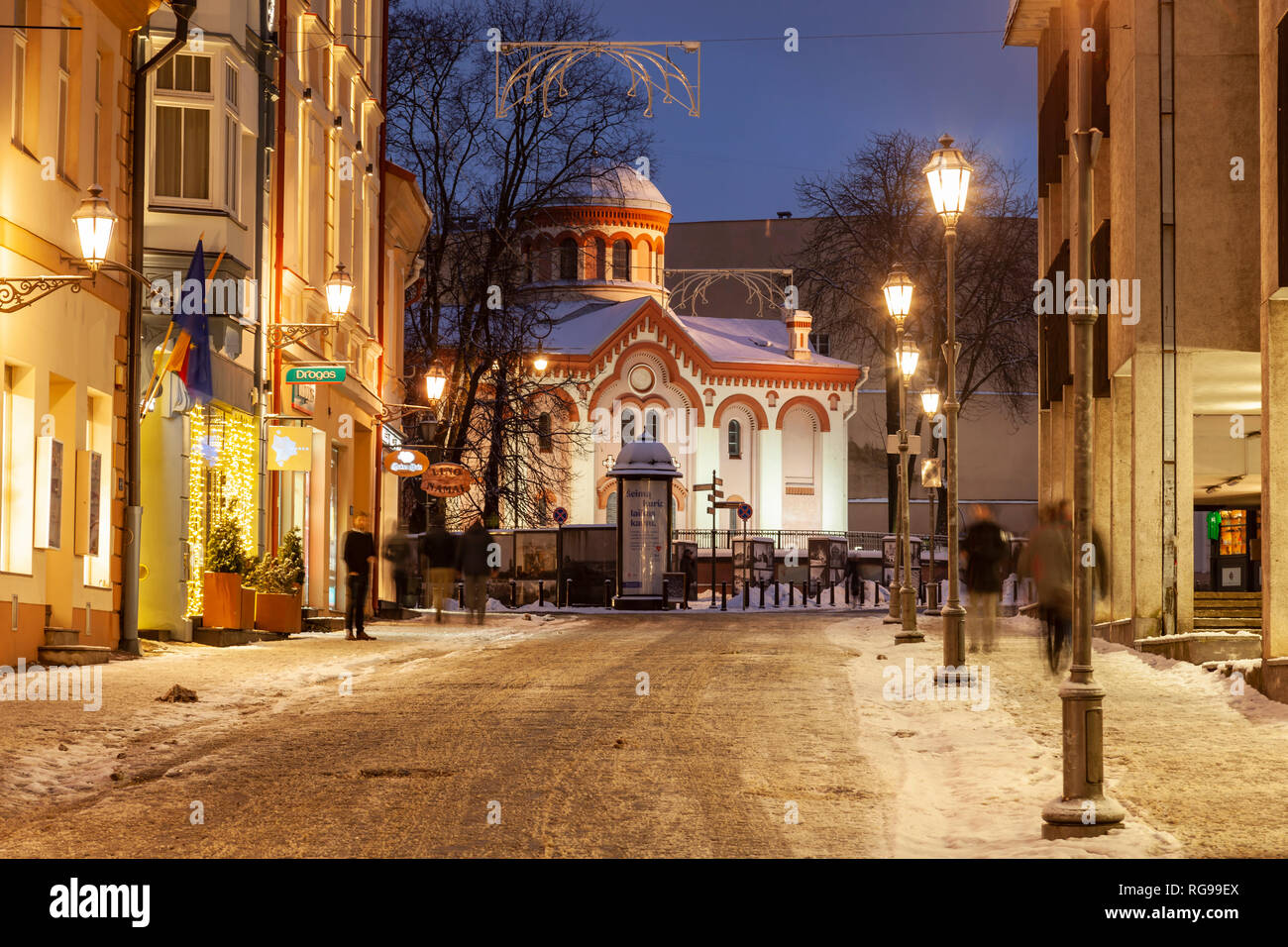 Winter evening in Vilnius old town, Lithuania Stock Photo - Alamy