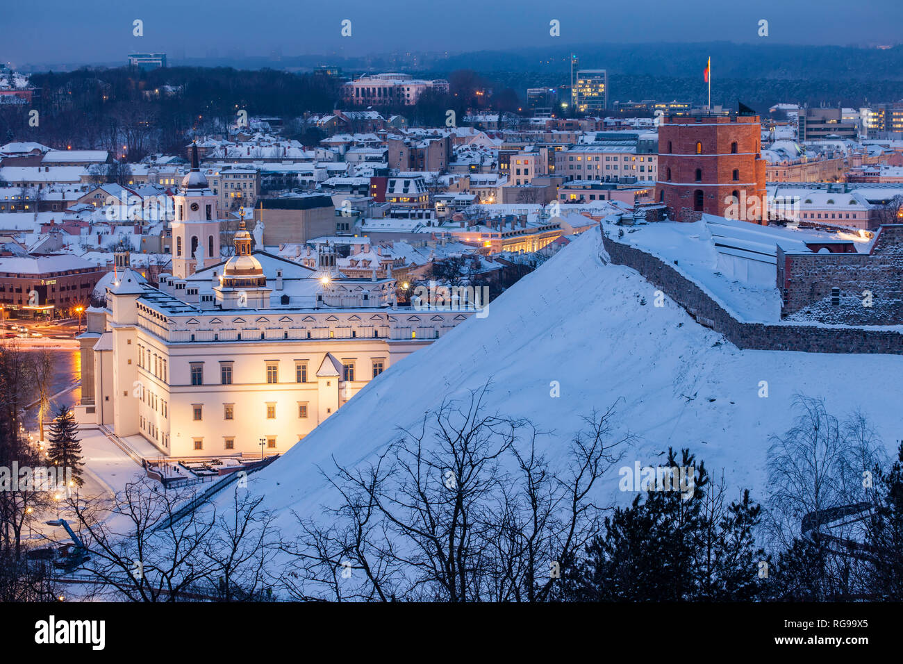Winter evening at Gediminas hill in Vilnius, Lithuania Stock Photo - Alamy