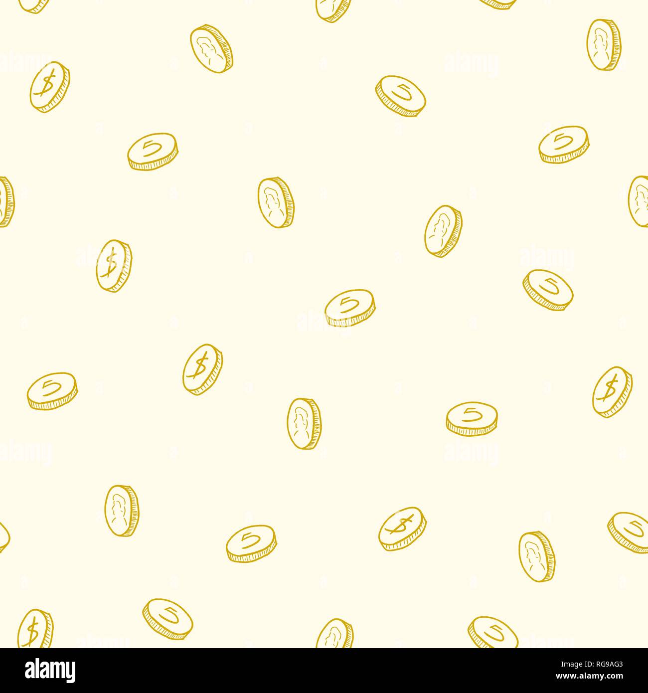 Vector coins doodle texture - money related pattern Stock Vector Image ...