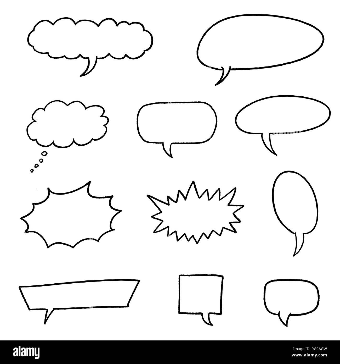 Speech bubble vectors - comic book style blank dialog bubble set Stock ...