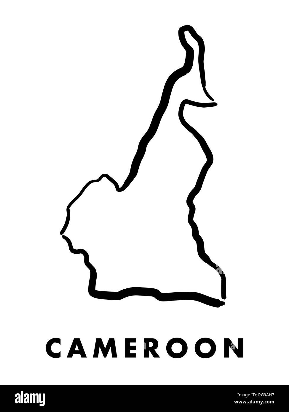 Cameroon Simple Map Outline Smooth Simplified Country Shape Map