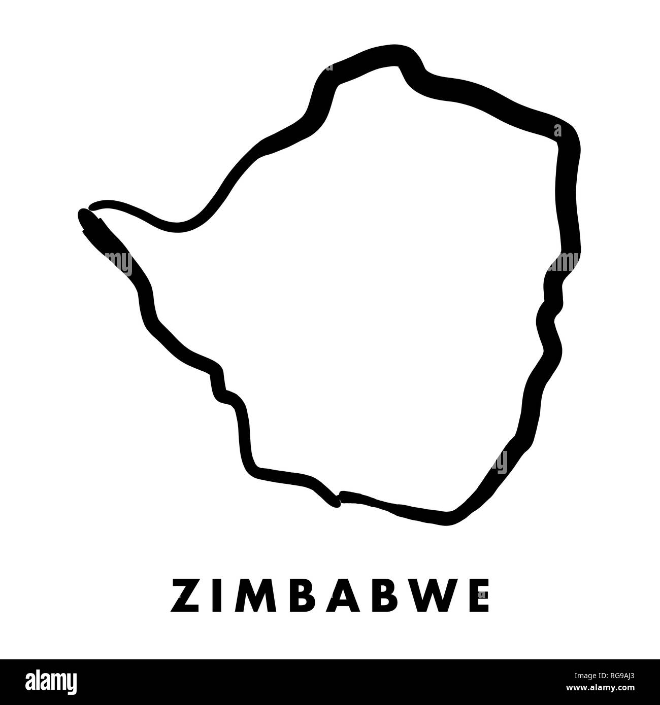 Zimbabwe simple map outline - smooth simplified country shape map ...