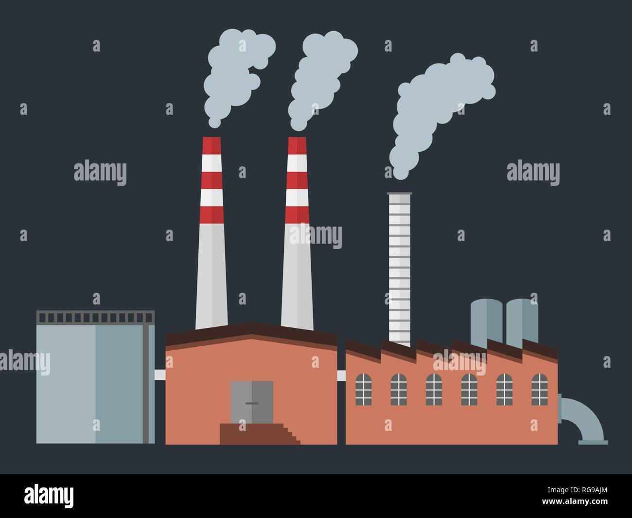 Factory building - industrial manufacturing plant architecture vector ...