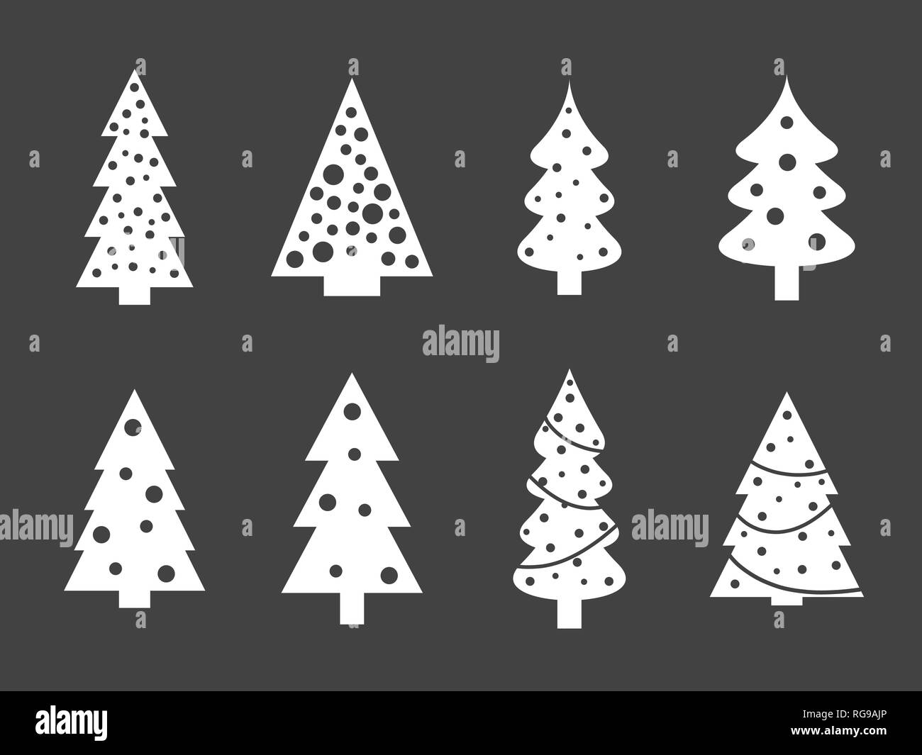 Christmas tree icon set. Christmas tree shapes vector graphics Stock ...