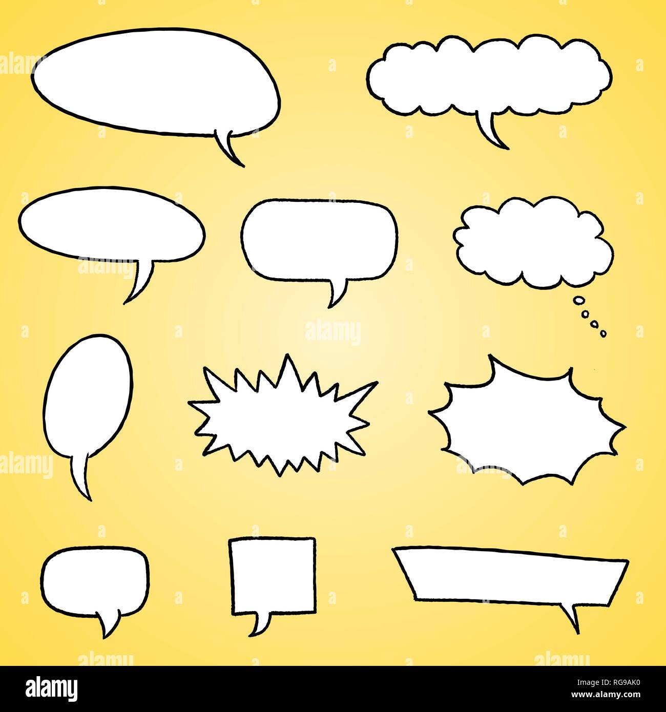 Speech bubble vectors - comic book style blank dialog bubble set Stock ...