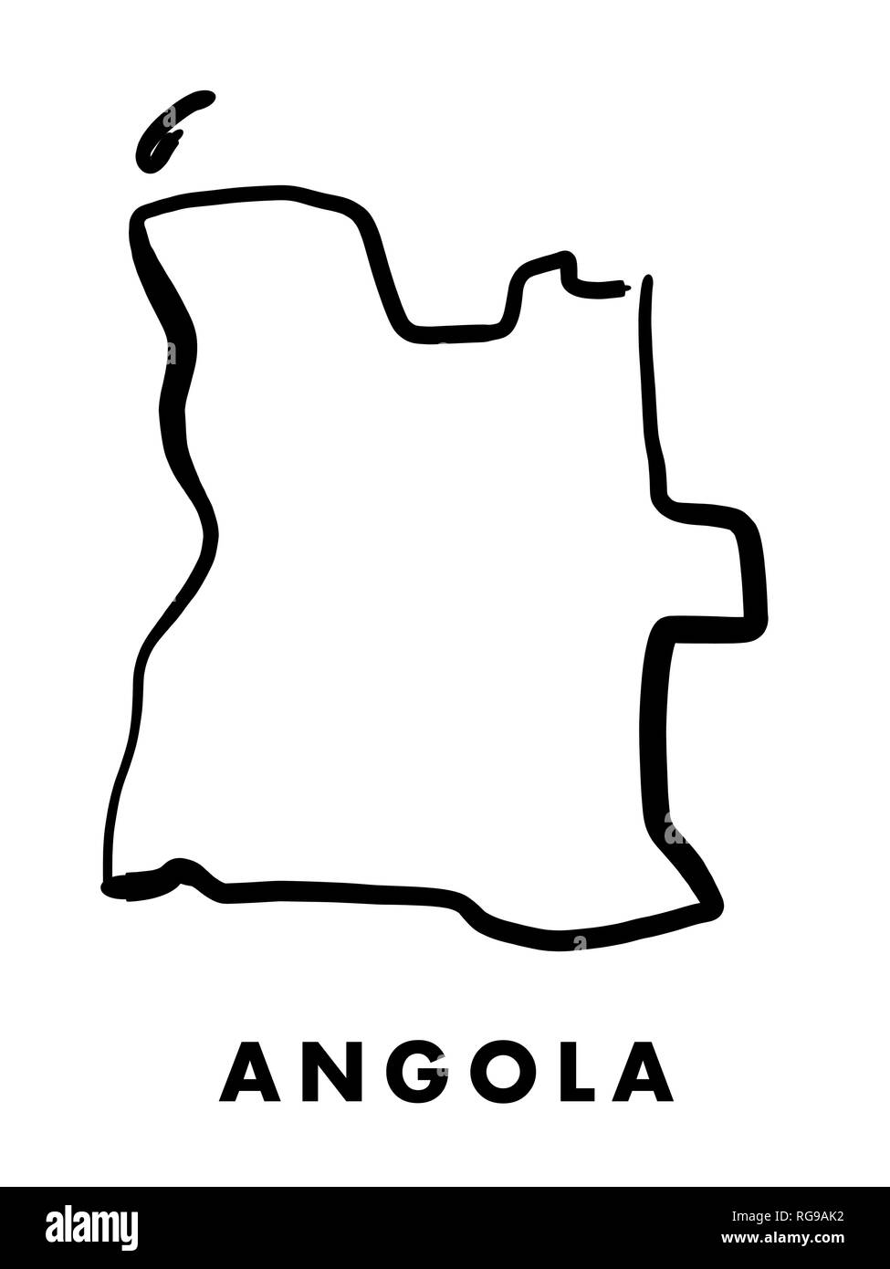 Angola simple map outline - smooth simplified country shape map vector ...