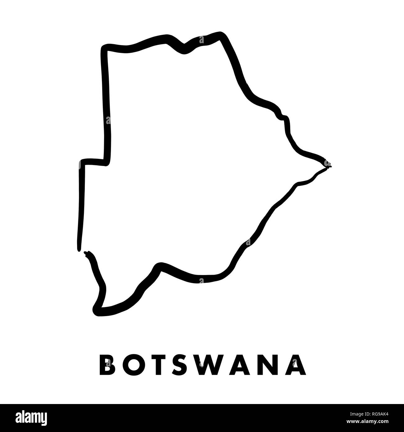 Botswana simple map outline - smooth simplified country shape map ...