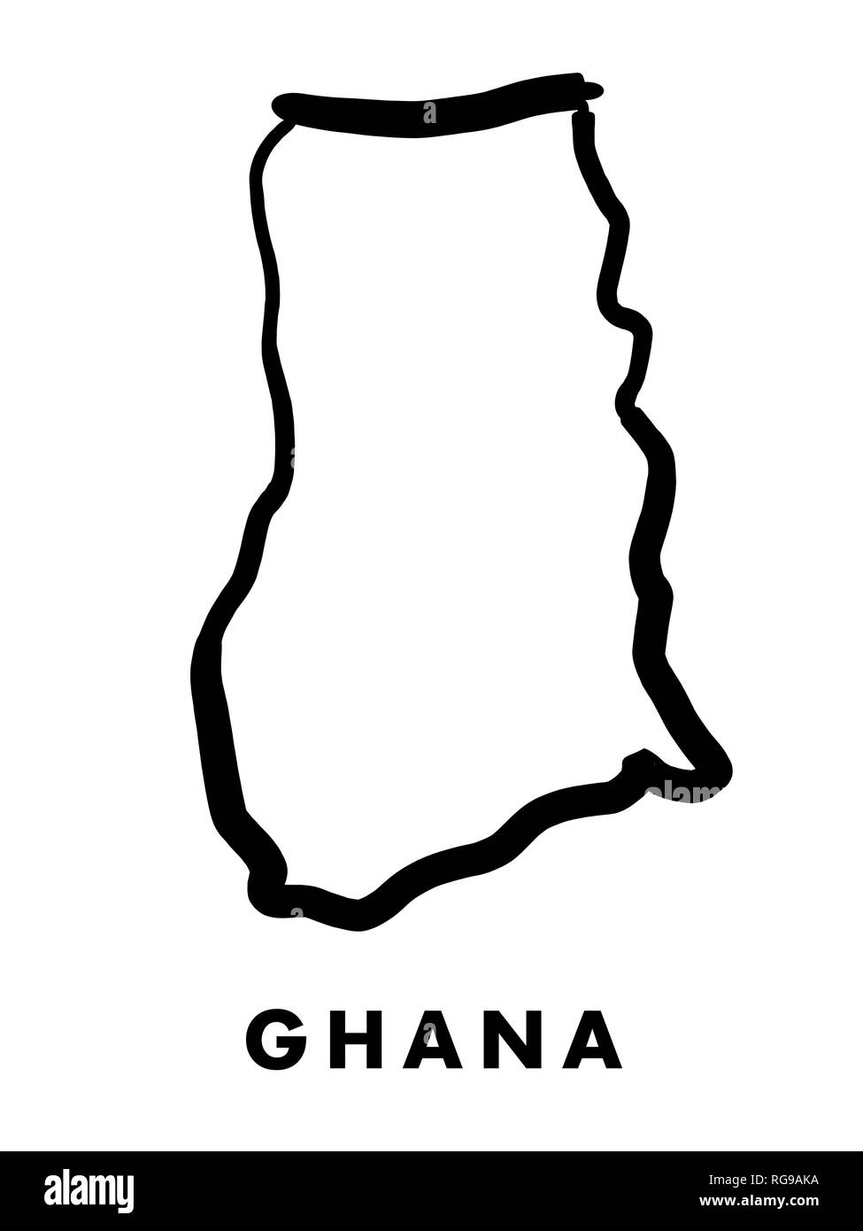 Ghana simple map outline - smooth simplified country shape map vector ...