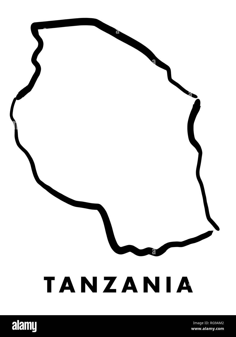 Tanzania Simple Map Outline Smooth Simplified Country Shape Map
