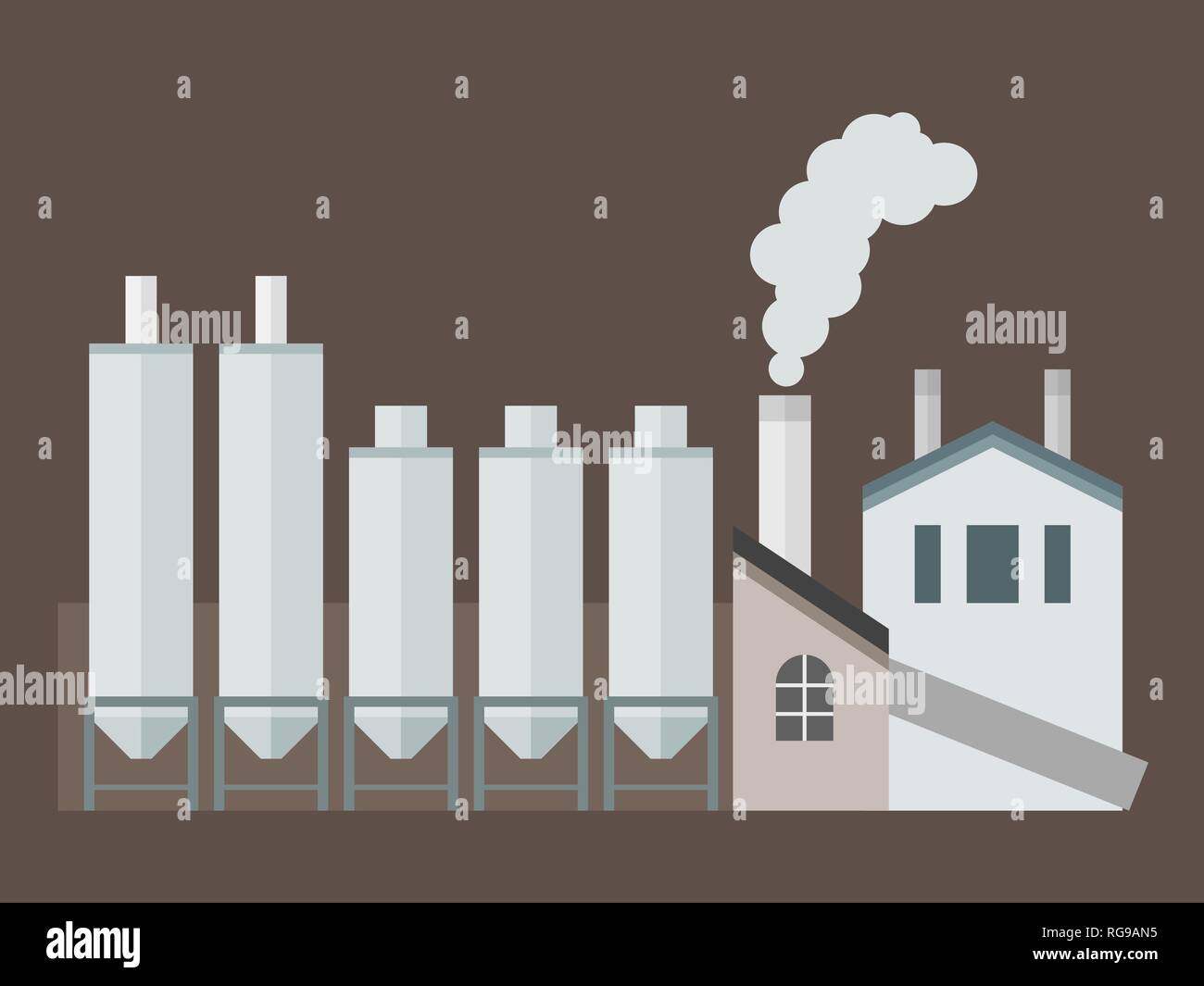 Factory building - industrial cement plant architecture vector ...
