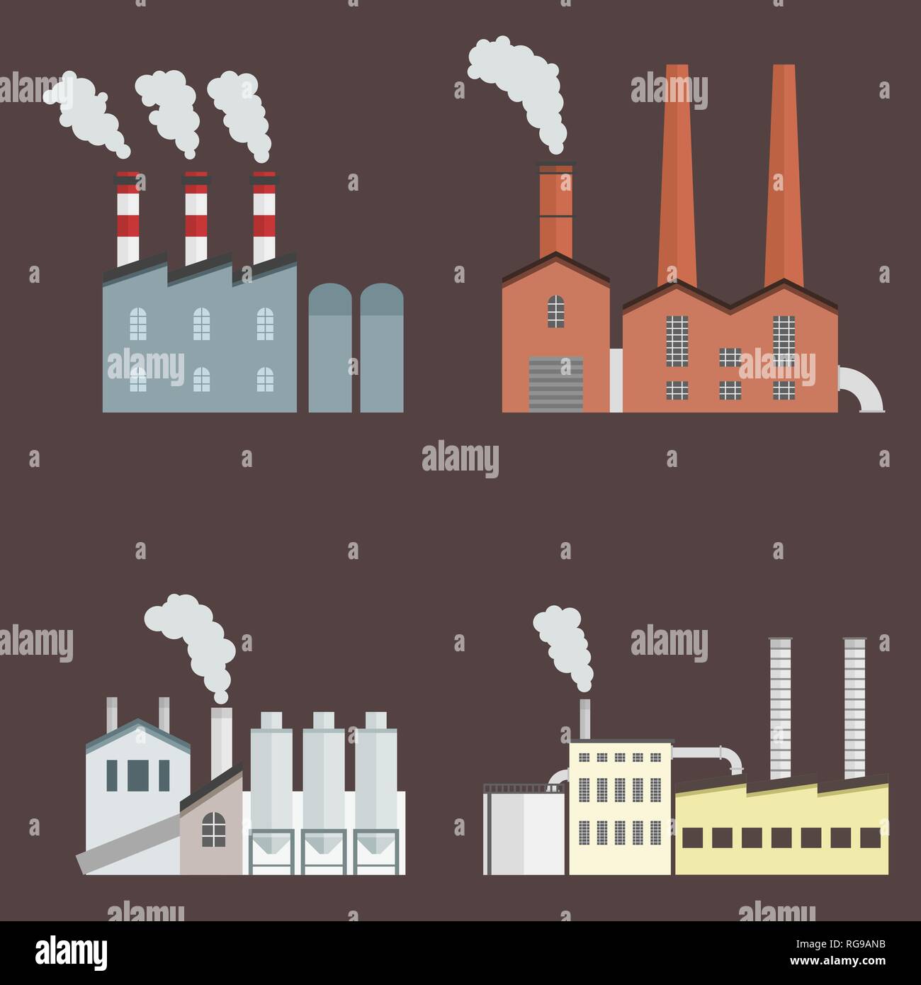 Factory set - vector industrial building illustrations. Manufacturing ...