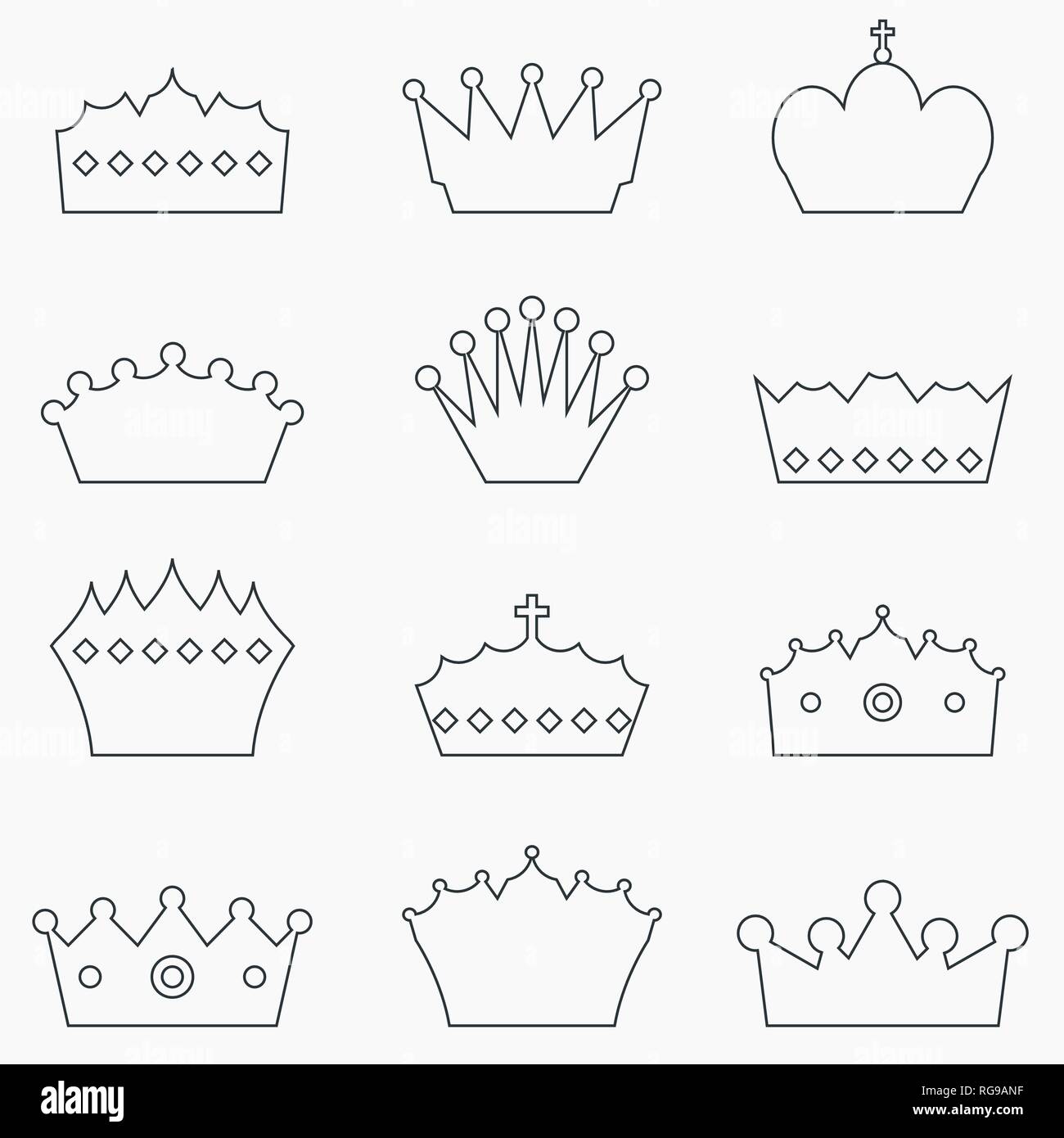 Crown icons set - royal insignia vector illustration Stock Vector Image ...