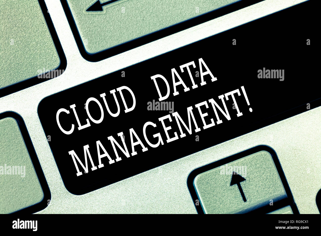 Writing note showing Cloud Data Management. Business photo showcasing A technique to analysisage ...