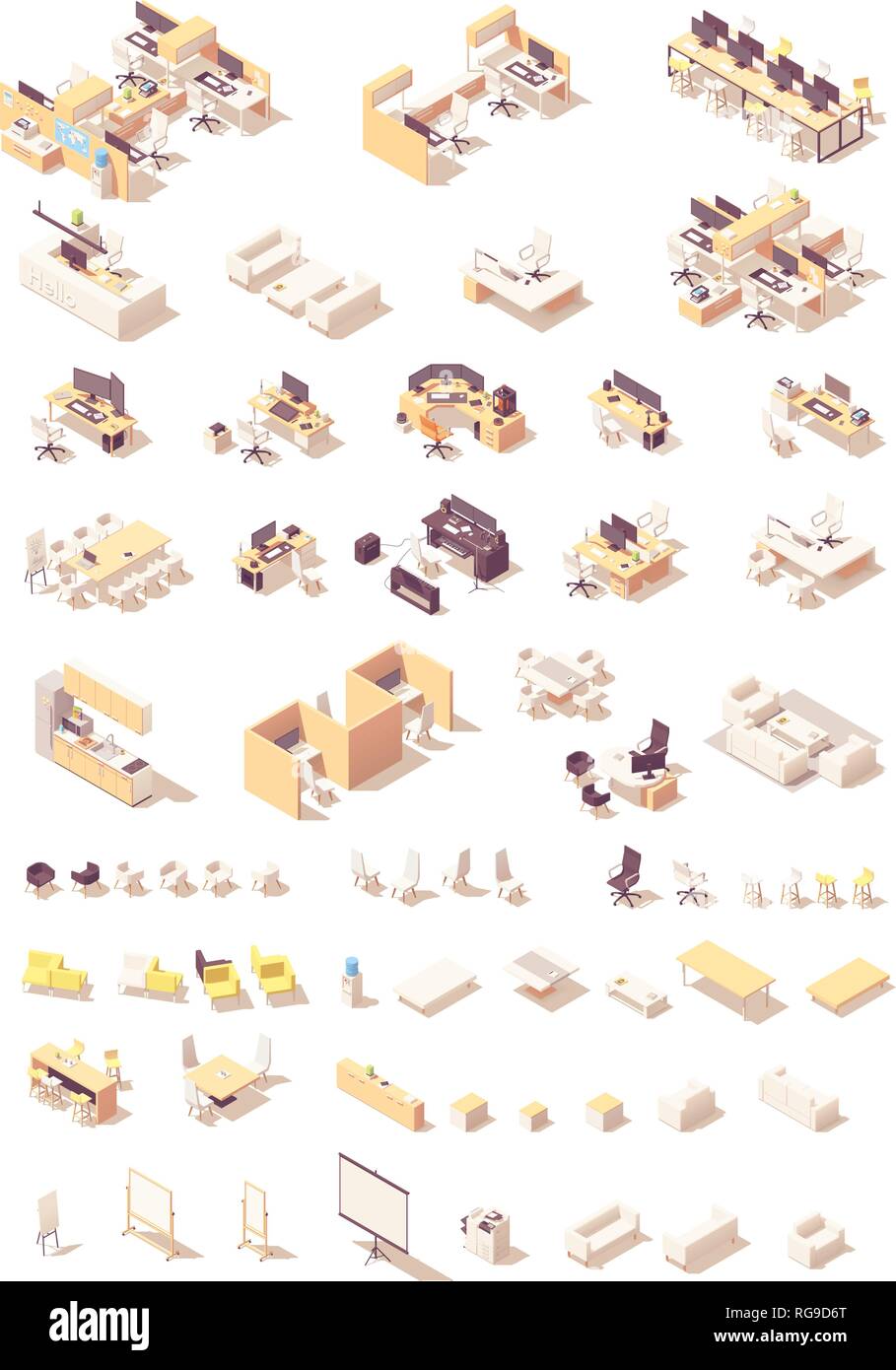 Vector isometric office furniture Stock Vector Image & Art - Alamy