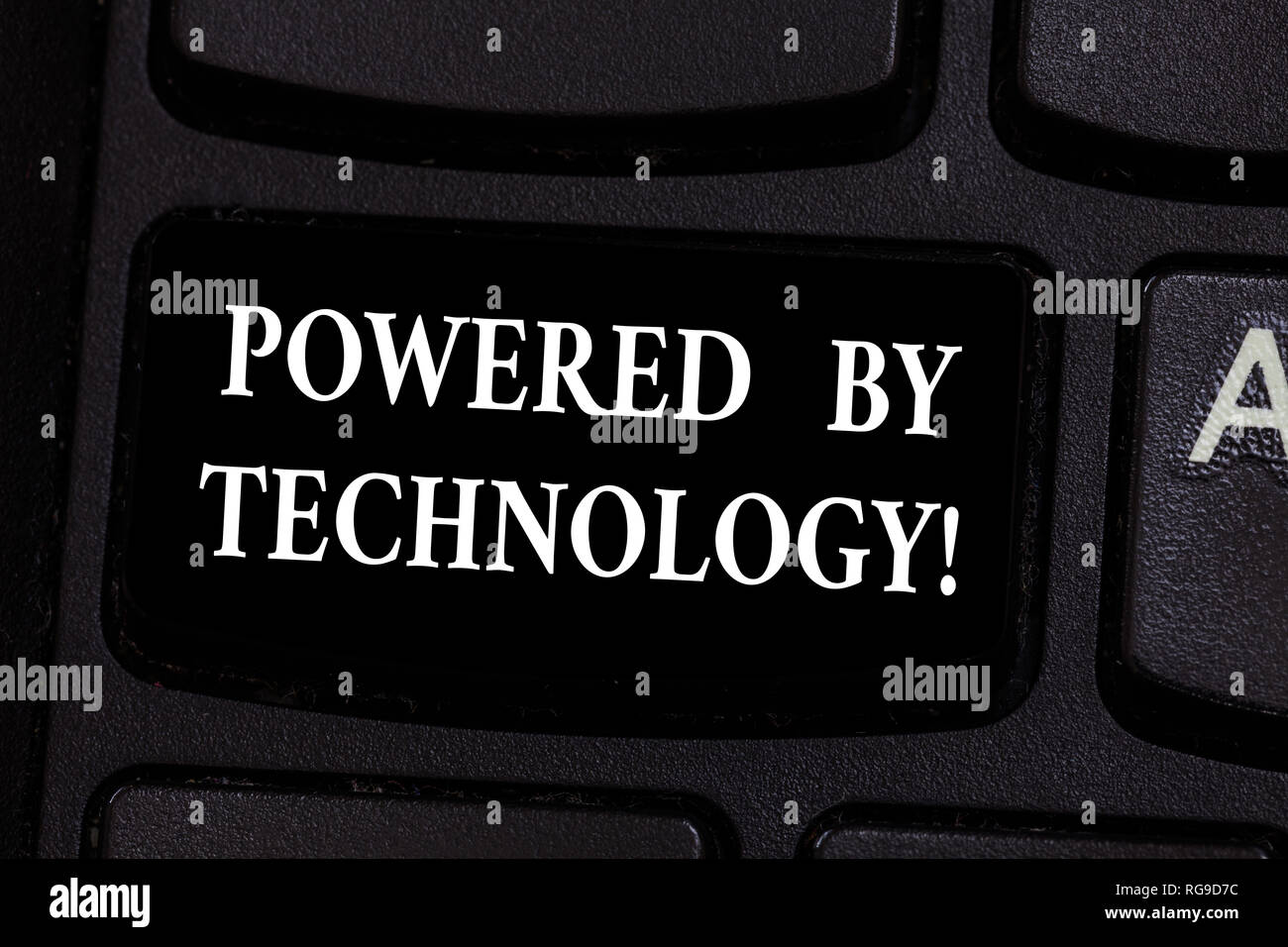 Writing note showing Powered By Technology. Business photo showcasing ...