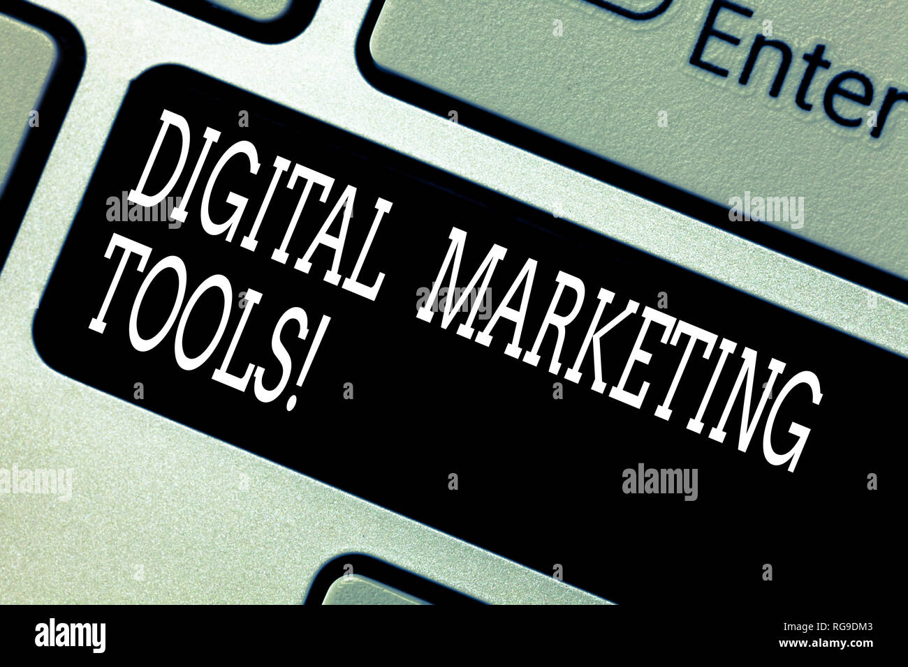 Text sign showing Digital Marketing Tools. Conceptual photo Channels or ...
