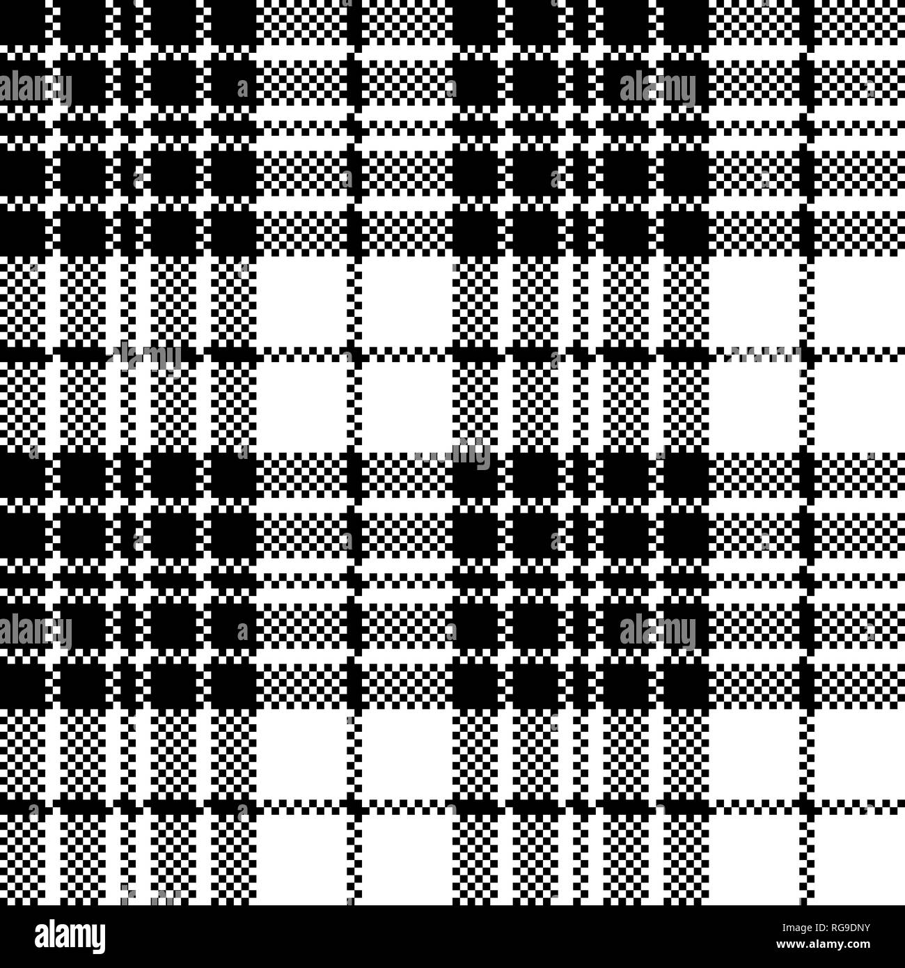 Blackberry tartan clan black white pixel seamless pattern. Vector ...