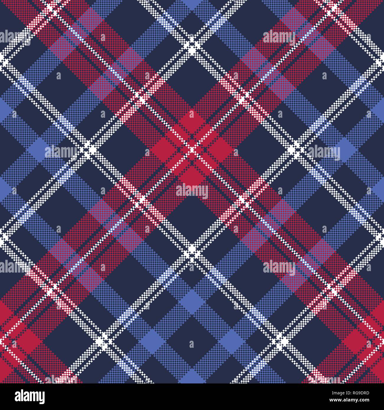 Blue pixel texture plaid seamless pattern. Vector illustration Stock ...