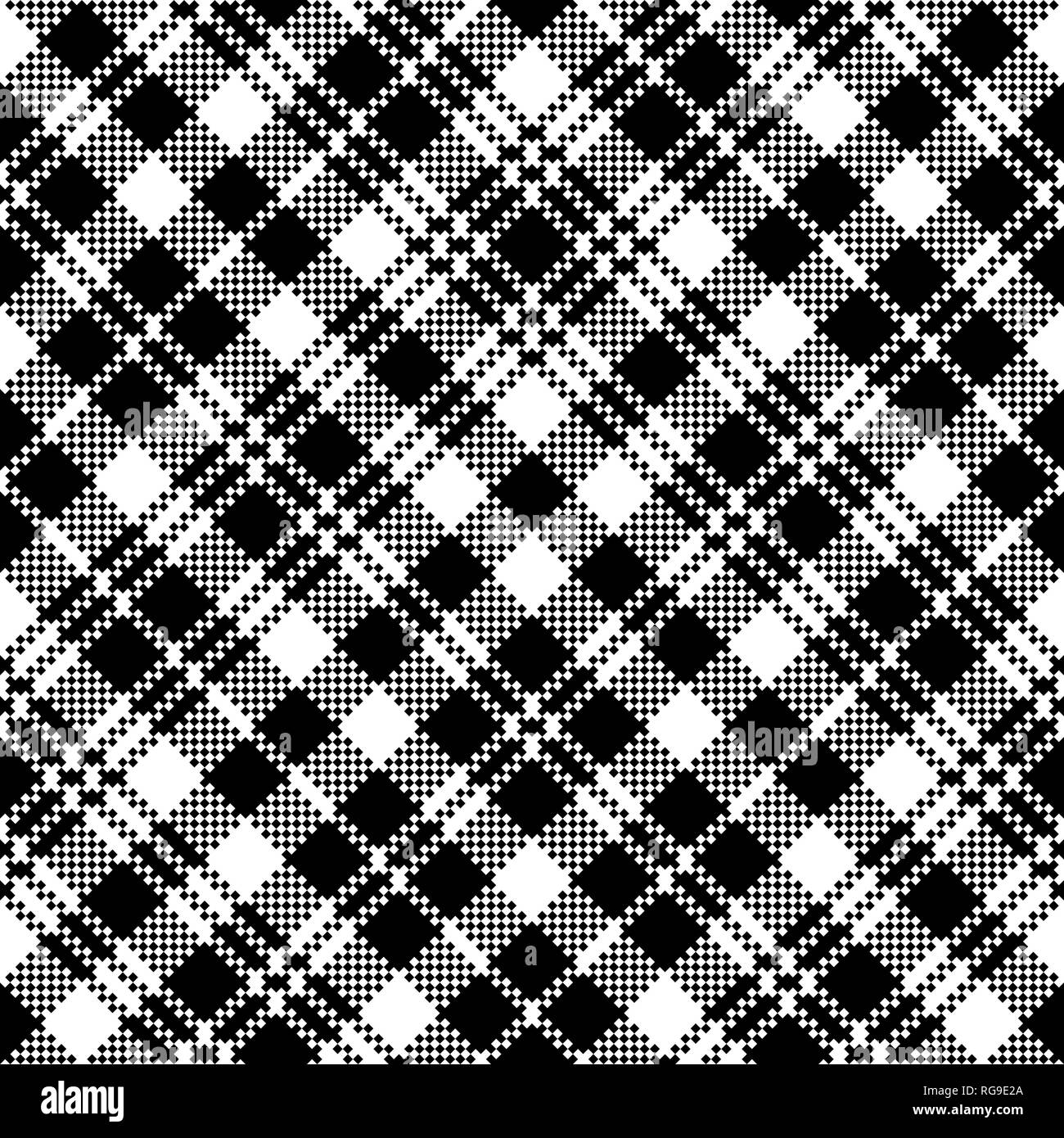 Tartan black watch pixel plaid seamless pattern. Vector illustration ...
