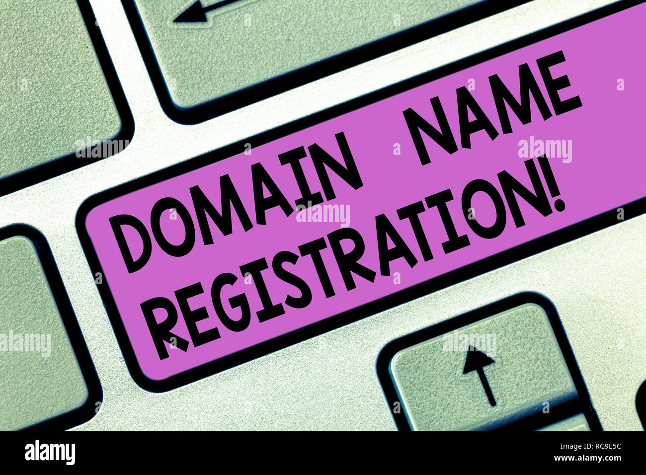 Handwriting text Domain Name Registration. Concept meaning process of ...