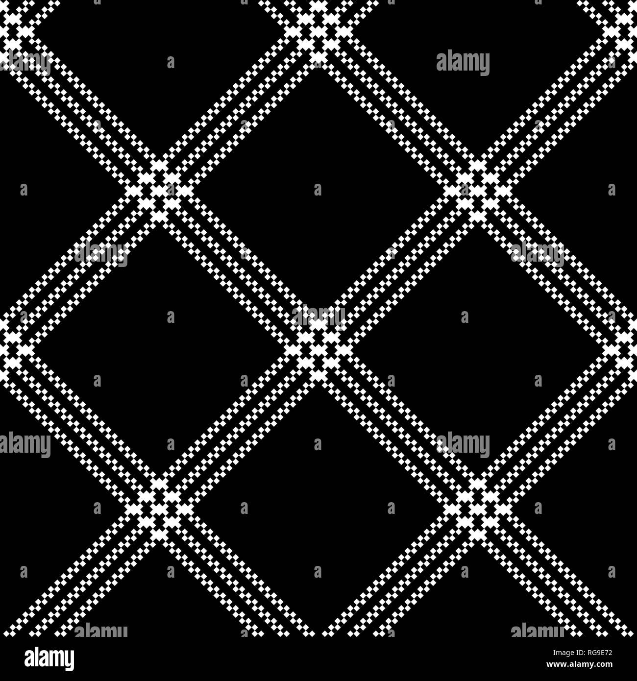 Black white check fabric texture simple seamless pattern. Vector ...