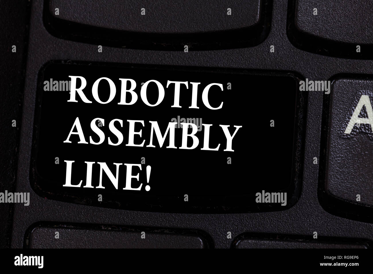 Writing note showing Robotic Assembly Line. Business photo showcasing ...