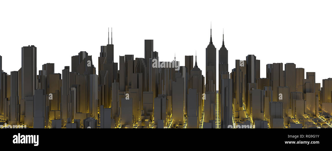 Techno mega city skyscrapers. Urban and futuristic technology concepts ...