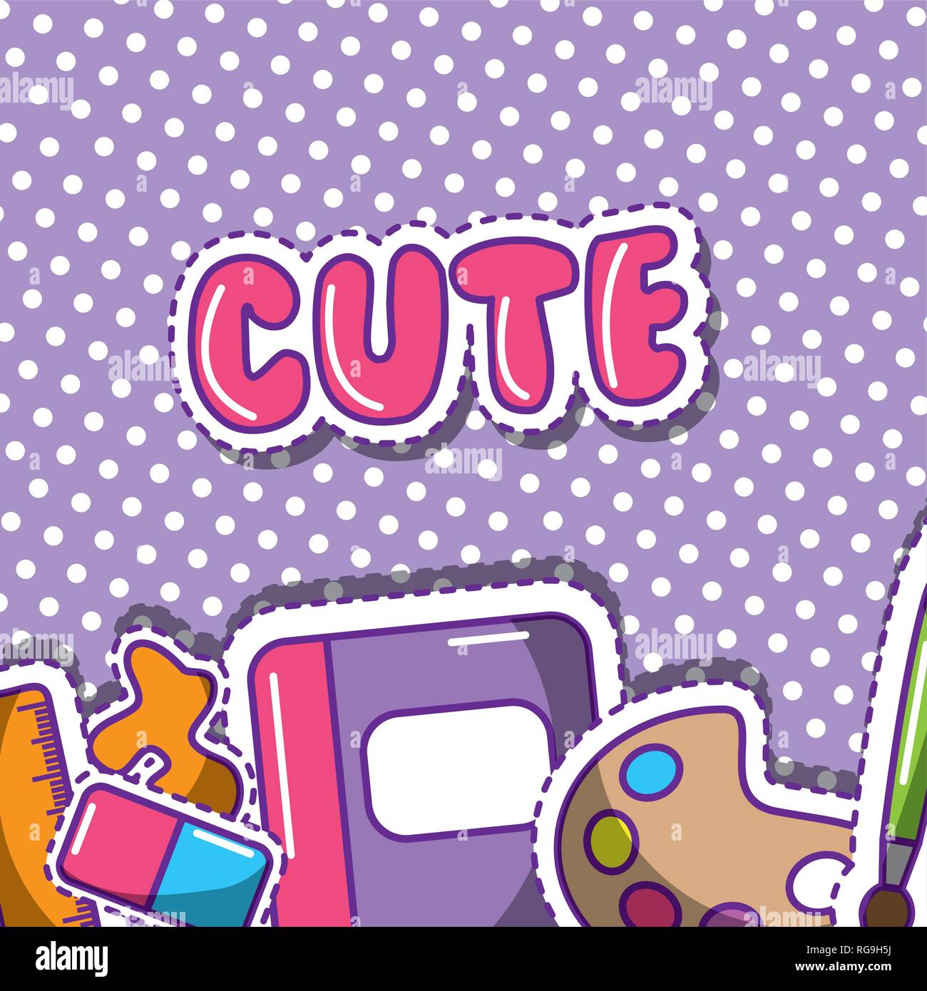 cute school poster icons decoration supplies Stock Vector Image & Art ...